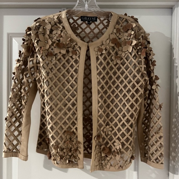 Jackets & Coats | Lattice Cut Out Leather Jacket By Grayse | Poshmark